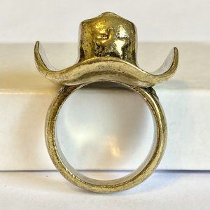 Jewelry | Gold Cowboy Hat Cocktail Ring Size 7 Plated Brass Tone ...